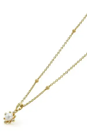 Lagos 18k Cultured Pearl And Diamond Pendant Necklace