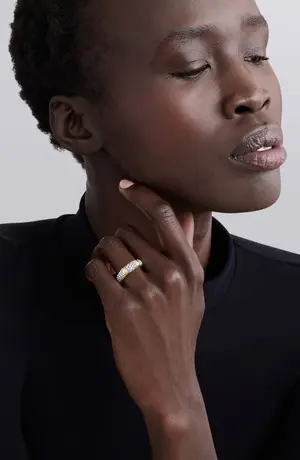 Lagos Signature Caviar Pavé Diamond Band Ring - Two-tone