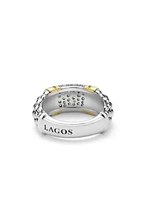 Lagos Signature Caviar Pavé Diamond Ring - Two-tone