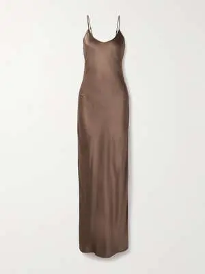 NILI LOTAN Cami Silk-satin Gown - Brown