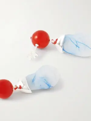 Completedworks Recycled Silver, Resin And Agate Earrings - Blue