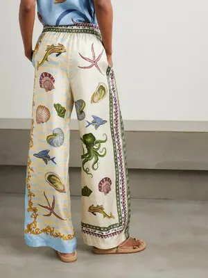 ALEMAIS Sam Pauletto Bath House Printed Silk-twill Wide-leg Pants