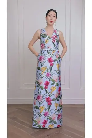 Sachin & Babi Adellyn Floral Gown - Blue