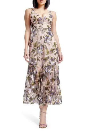 Dress The Population Sierra Sequin Embellished Evening Dress - Lilac Multi
