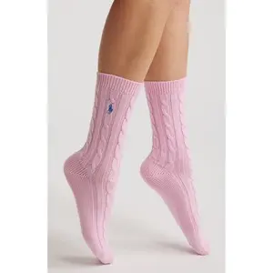Polo Ralph Lauren Cable-knit Crew Socks - Light Pink