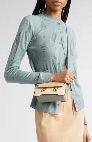 Marni Trunkaroo Leather Shoulder Bag - Camelia/shell/storm