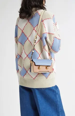 Marni Trunkaroo Leather Shoulder Bag - Opal/cinnamon/shell