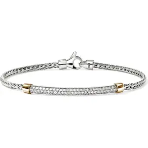 John Hardy Essentials Diamond Bar Chain Bracelet - Silver And Gold White Diamond