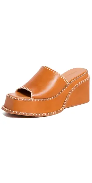 Farm Rio Leather Wedge Mule Sandals