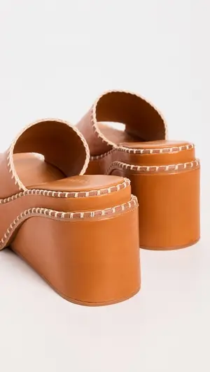 Farm Rio Leather Wedge Mule Sandals
