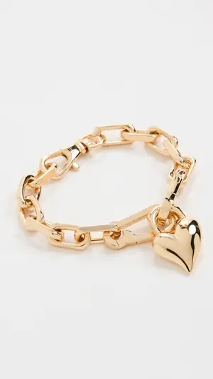 Jenny Bird Padlock Heart Chain Bracelet - High Polish Gold