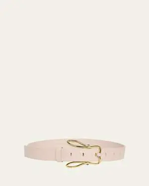 Bottega Veneta Bottega Veneta Bunny Buckle Leather Belt Beige