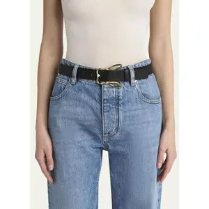 Bottega Veneta Bunny Buckle Leather Belt - Black/gold
