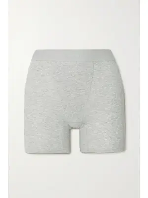 SKIMS Cotton Collection Ribbed Cotton-blend Jersey Boxer Shorts - Gray
