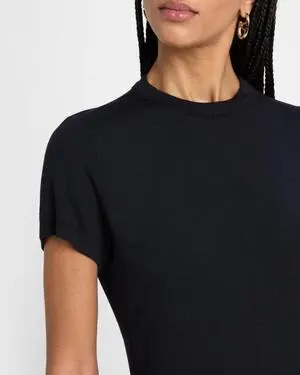 FRAME Ribbed Crewneck Baby Tee - Black