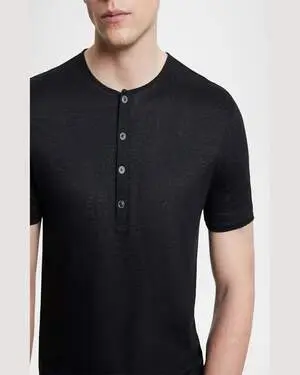John Varvatos Bleeker Linen Henley Shirt