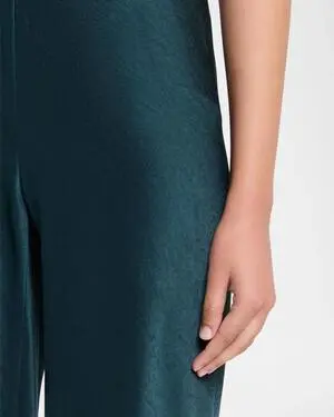 Vince Fluid Bias-cut Crushed Satin Pants - Juniper