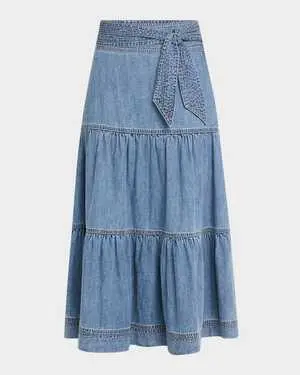 Veronica Beard Veronica Beard Armida Tiered A-Line Skirt - Starlight