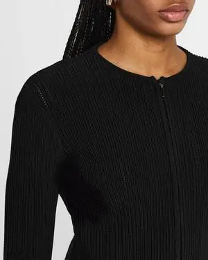 Emporio Armani Zip-front Ottoman Knit Jacket