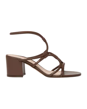 GIANVITO ROSSI Gianvito Rossi Strappy Leather Block-Heel Sandals - Brown