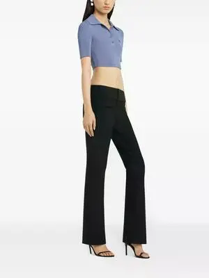 COURREGES Knitted Cropped Polo Top - Blue