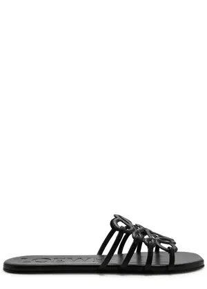 Loewe Anagram Petal Leather Sliders - Black