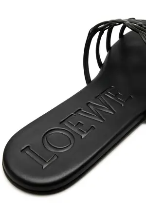Loewe Anagram Petal Leather Sliders - Black