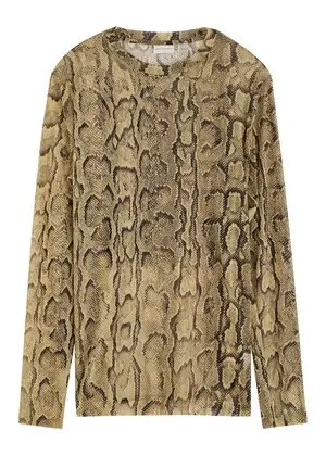 Dries Van Noten Horwick Python-print Stretch-tulle Top