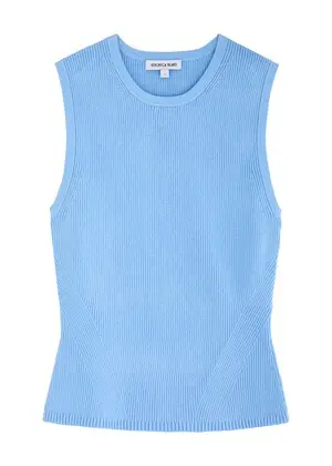 Veronica Beard Sid Ribbed-knit Tank - Blue