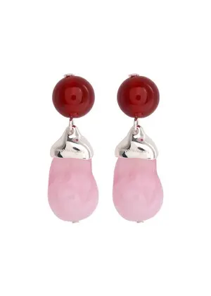 Completedworks Sculpted Agate And Sterling Silver Drop Earrings - Pink