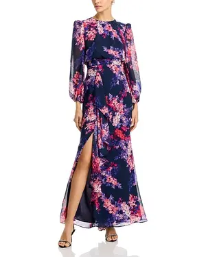 Eliza J Ruffled Long Sleeve Dress - Navy