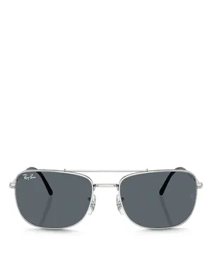 Ray-ban Rectangle Sunglasses, 59mm Silver