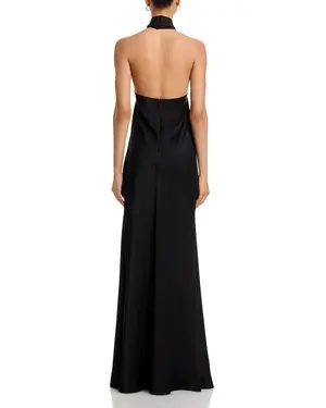 Aqua Knot Halter Gown - Black