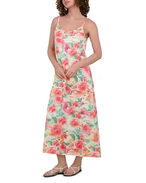 POINT Satin A-line Slip Dress - Brushed Floral