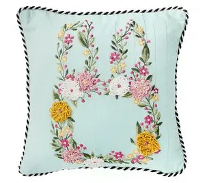 MACKENZIE-CHILDS Floral Bunny Embroidered Throw Pillow - One-color