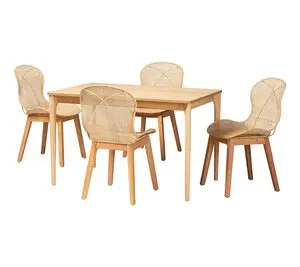 BALI & PARI Sabelle Brown Wood And Rattan 5-pie Ce Dining Set - One-color