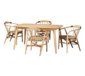 BALI & PARI Kyoto Wood And Rattan 5-piece Dining Set - One-color