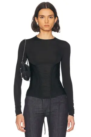 MUGLER Long Sleeve Corset Top