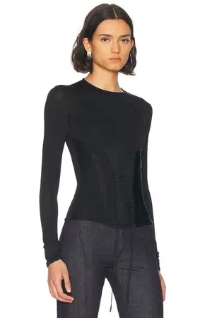 MUGLER Long Sleeve Corset Top