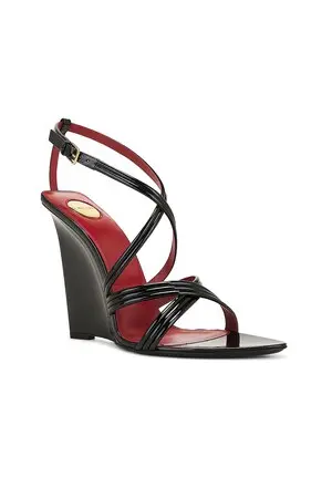Saint Laurent Rossi Wedge Sandal - Nero
