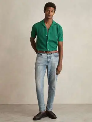 REISS Kipling Textured-knit Short-sleeve Shirt
