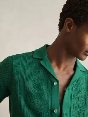 REISS Kipling Textured-knit Short-sleeve Shirt
