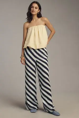 Maeve The Brooklin Printed Wide-leg Pants - Blue Stripe