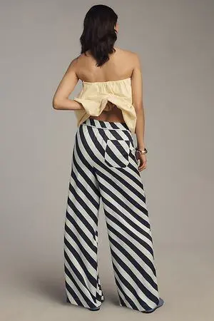 Maeve The Brooklin Printed Wide-leg Pants - Blue Stripe