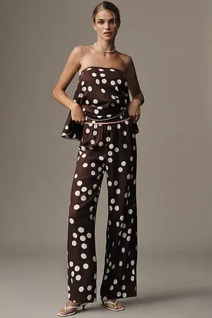 Maeve The Brooklin Printed Wide-leg Pants - Brown Dot