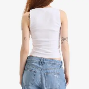 Good American Pointelle Henley Tank Top