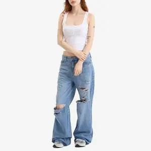 Good American Pointelle Henley Tank Top