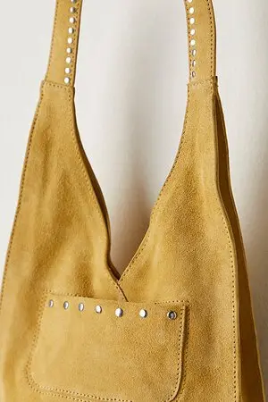 Free People Knox Studded Suede Shoulder Bag - Butter