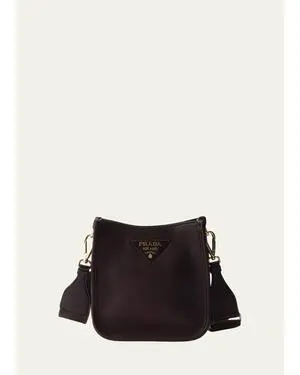 Prada Prada Mini Daino Leather Hobo Crossbody Bag Moro