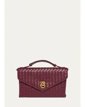 Bottega Veneta Knot Lock Intrecciato Leather Bag - Barolo